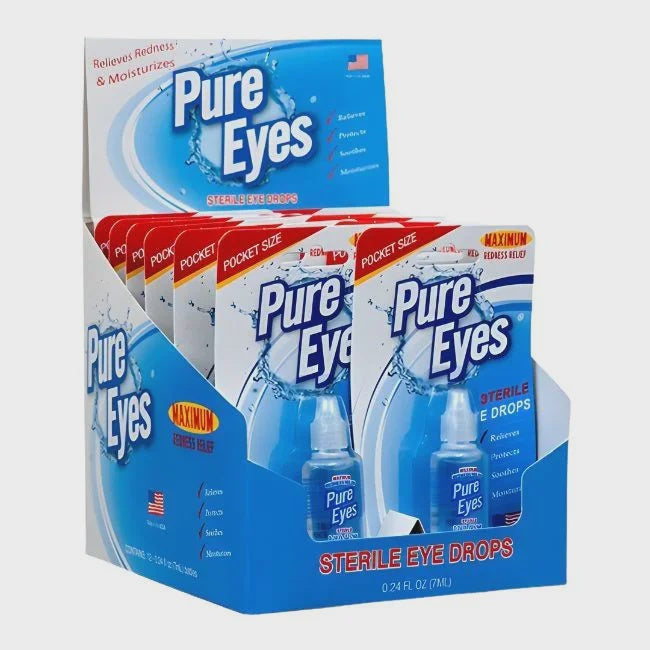 Pure Eyes Sterile Eye Drops 7ml Bottle - 12ct Display – Greencloud ...